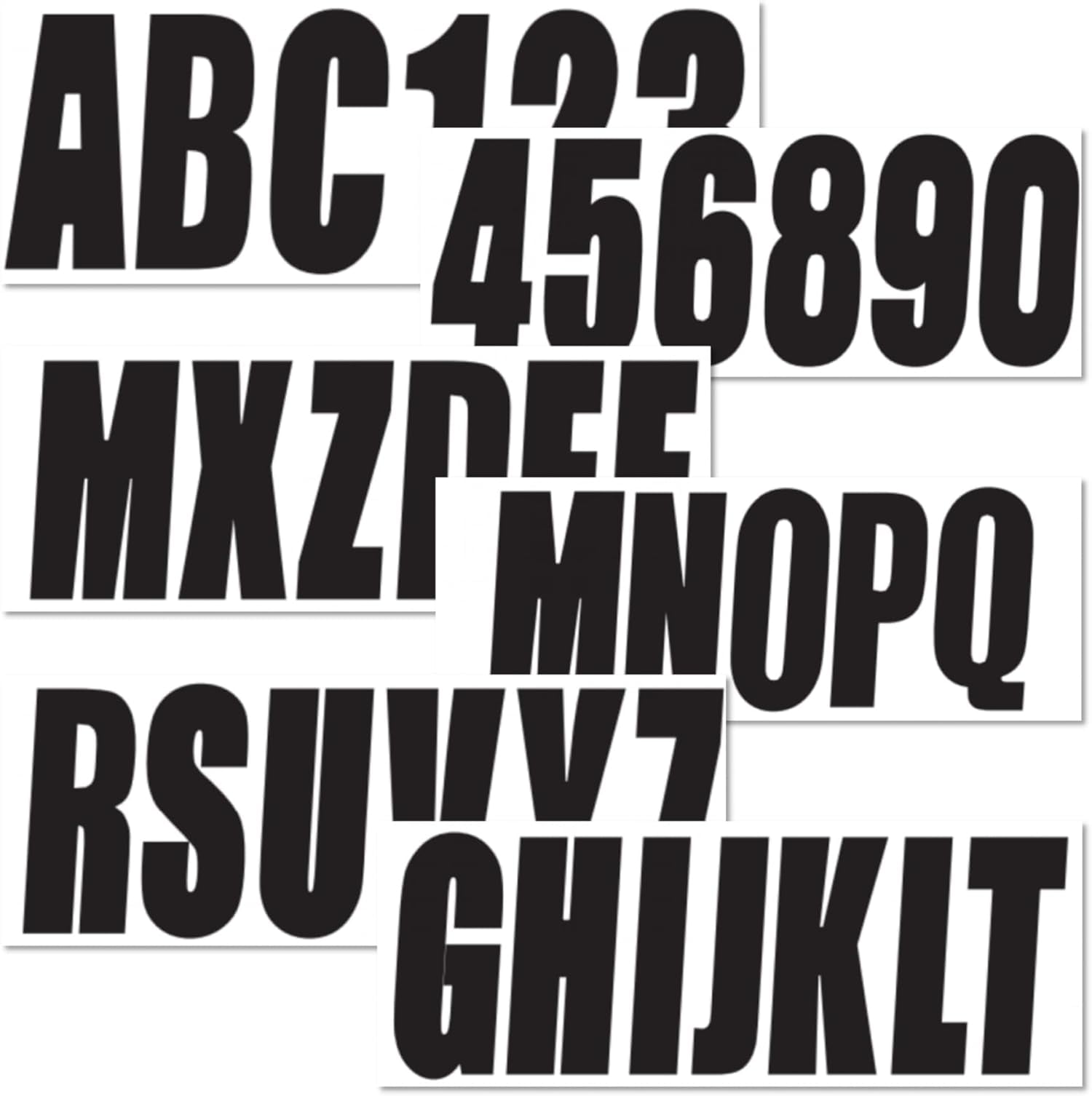4 Sets of 3" Black Marine Boat Sticker A-Z Letters & 0-9 Numbers for ...
