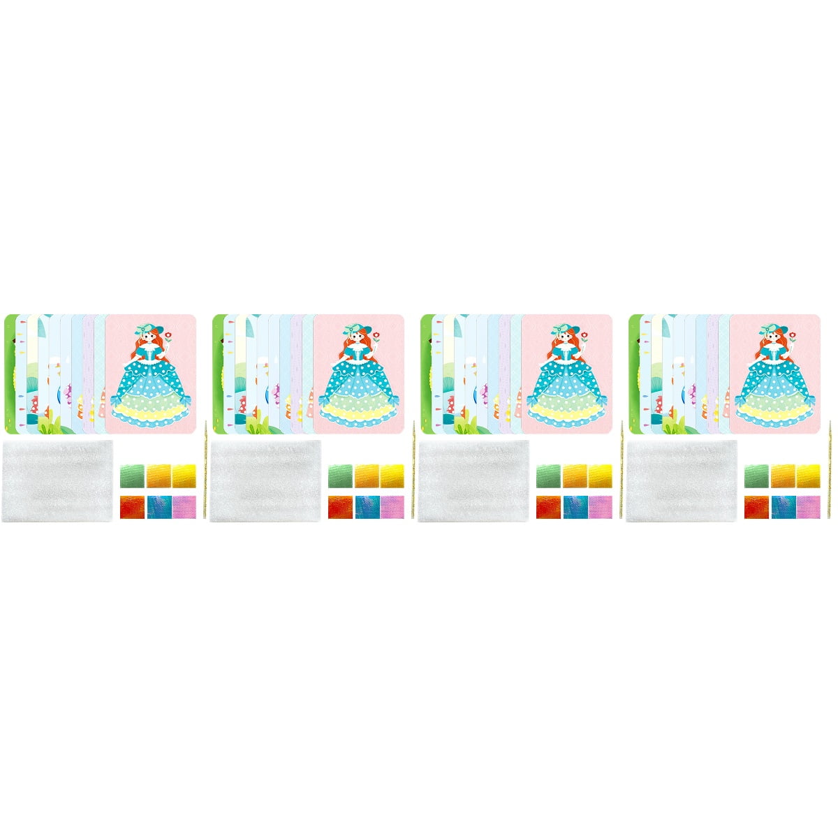 4 Sets of Arts and Crafts Kits for Kids, DIY Poking Drawing Dress Up ...