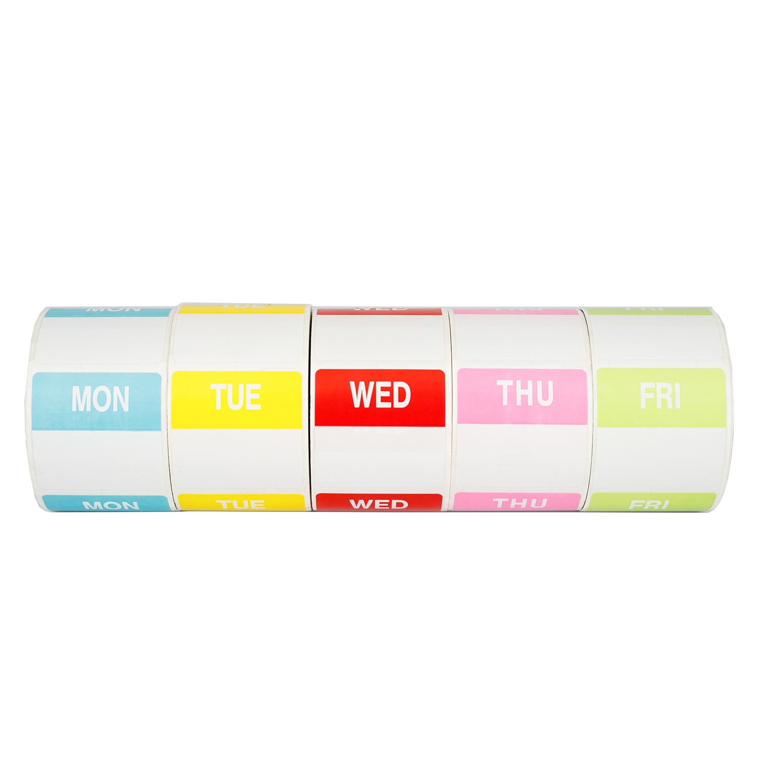 4 Sets of Business Day Labels, Monday through Friday, Multicolored, 500 ...