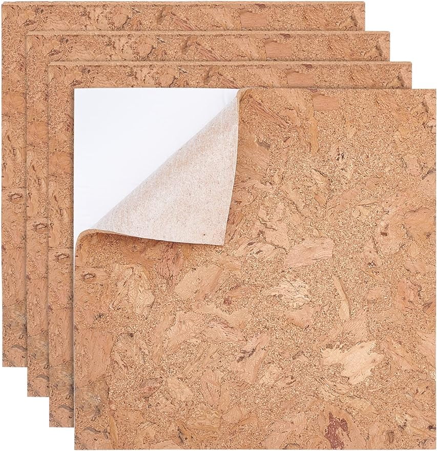 4 Sheet 11.8x11.8inch Self Adhesive Cork Squares Multifunctional Cork ...