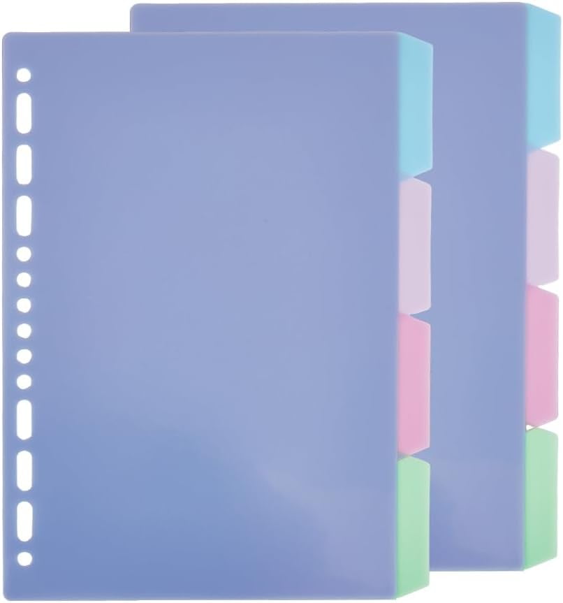 4 Sheet 4-Tab Plastic Binder Divider A4 Paper Clip Blank Dividers with ...