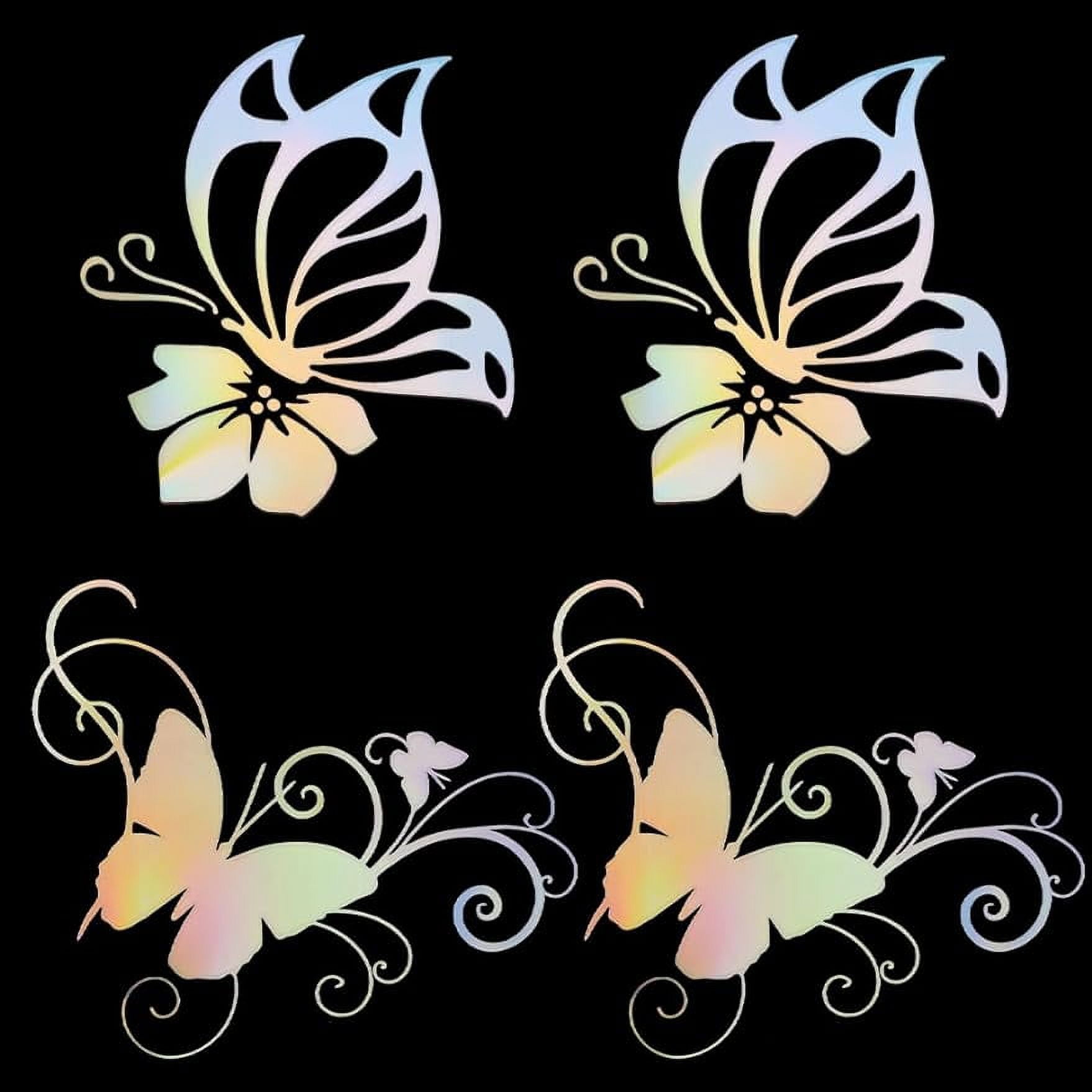 4 Sheet Butterfly Car Decal Set Butterflies Kissing Hibiscus Reflective