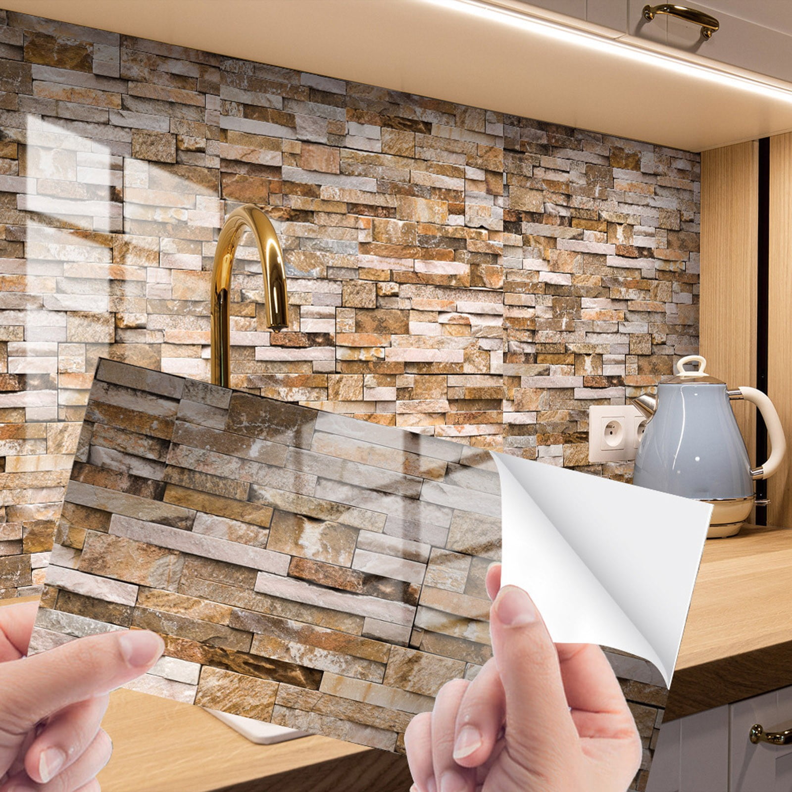 4-Sheet Mosaic Effect Wall Tile Transfers Sticker, Self-Adhesive Tile ...