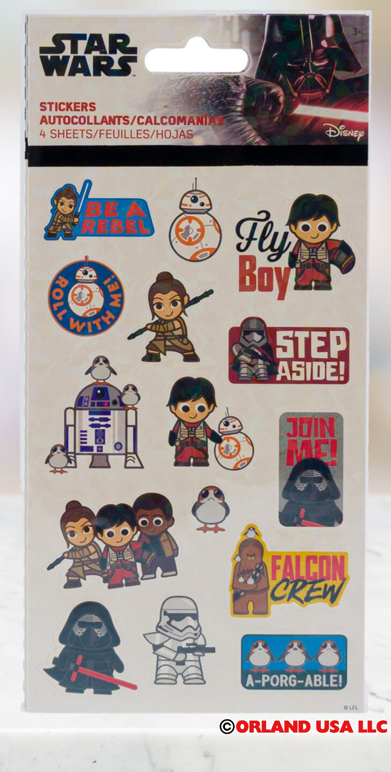 4 Sheet Star Wars Disney Stickers Cartoon Darth Vader - Walmart.com
