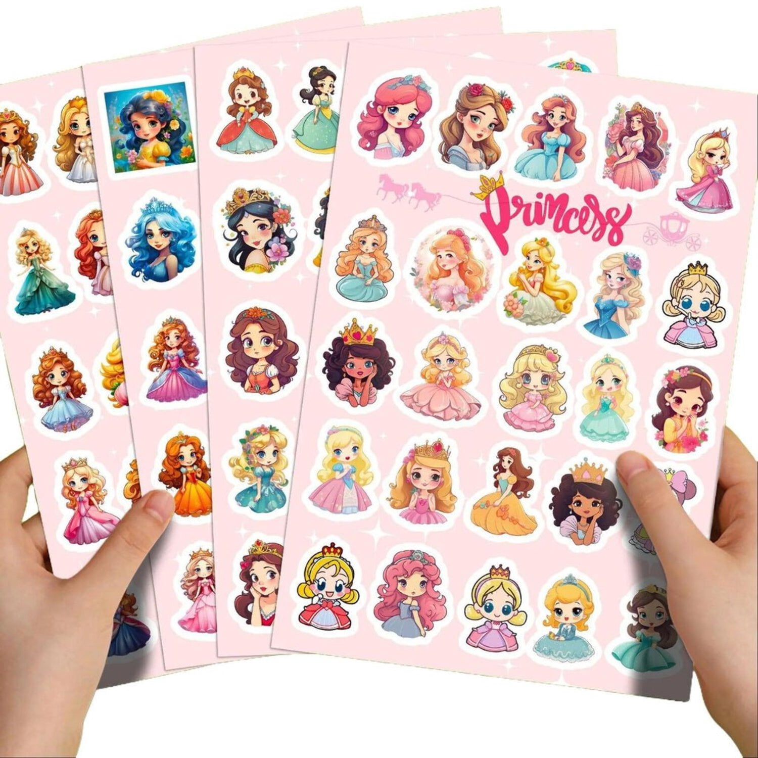 4 Sheets (100 pcs) Beautiful Princess Stickers for Kids Party Bag ...