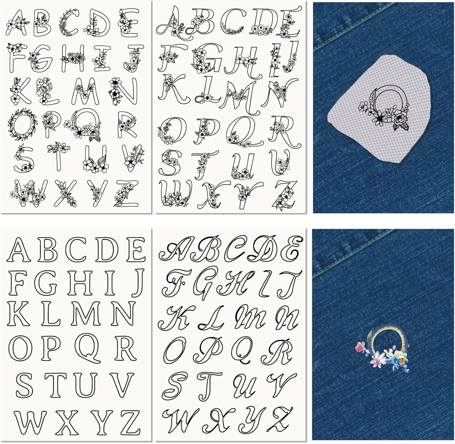 4 Sheets 104Pcs A-Z Letters Water Soluble Embroidery Patterns ...