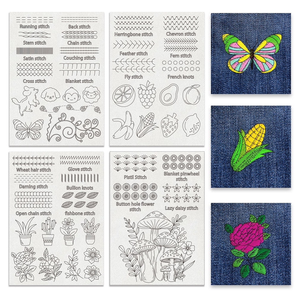 4 Sheets 11.6x8.2 Inch Stick and Stitch Embroidery Non-woven Fabrics ...
