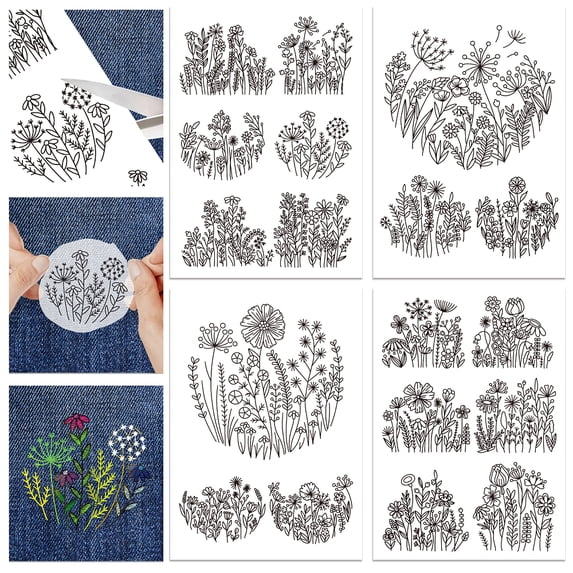 4 Sheets 11.6x8.2 Inch Stick and Stitch Embroidery Non-woven Fabrics ...