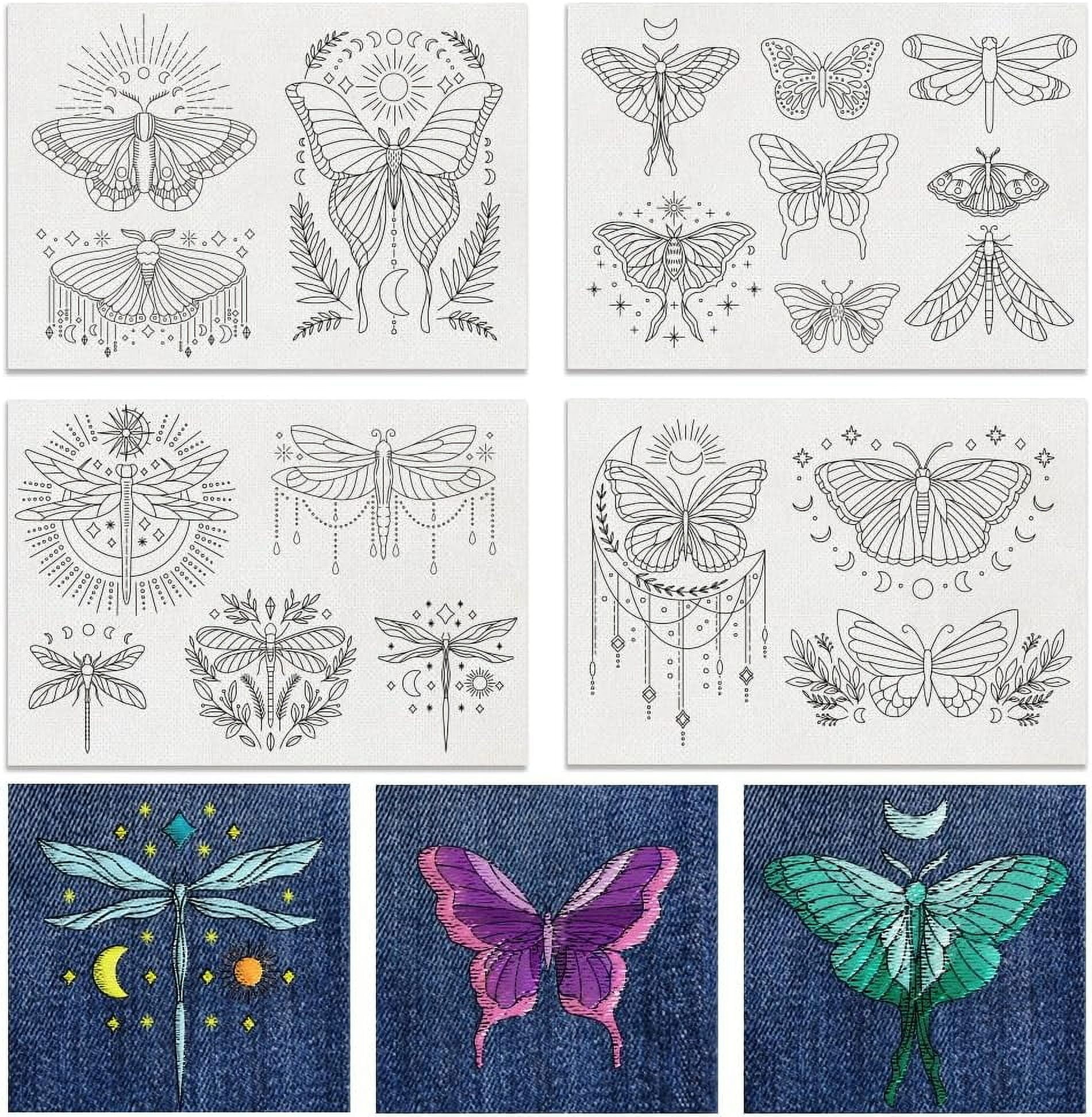 4 Sheets 11.6x8.2 Inch Stick and Stitch Embroidery Patterns Non-woven ...
