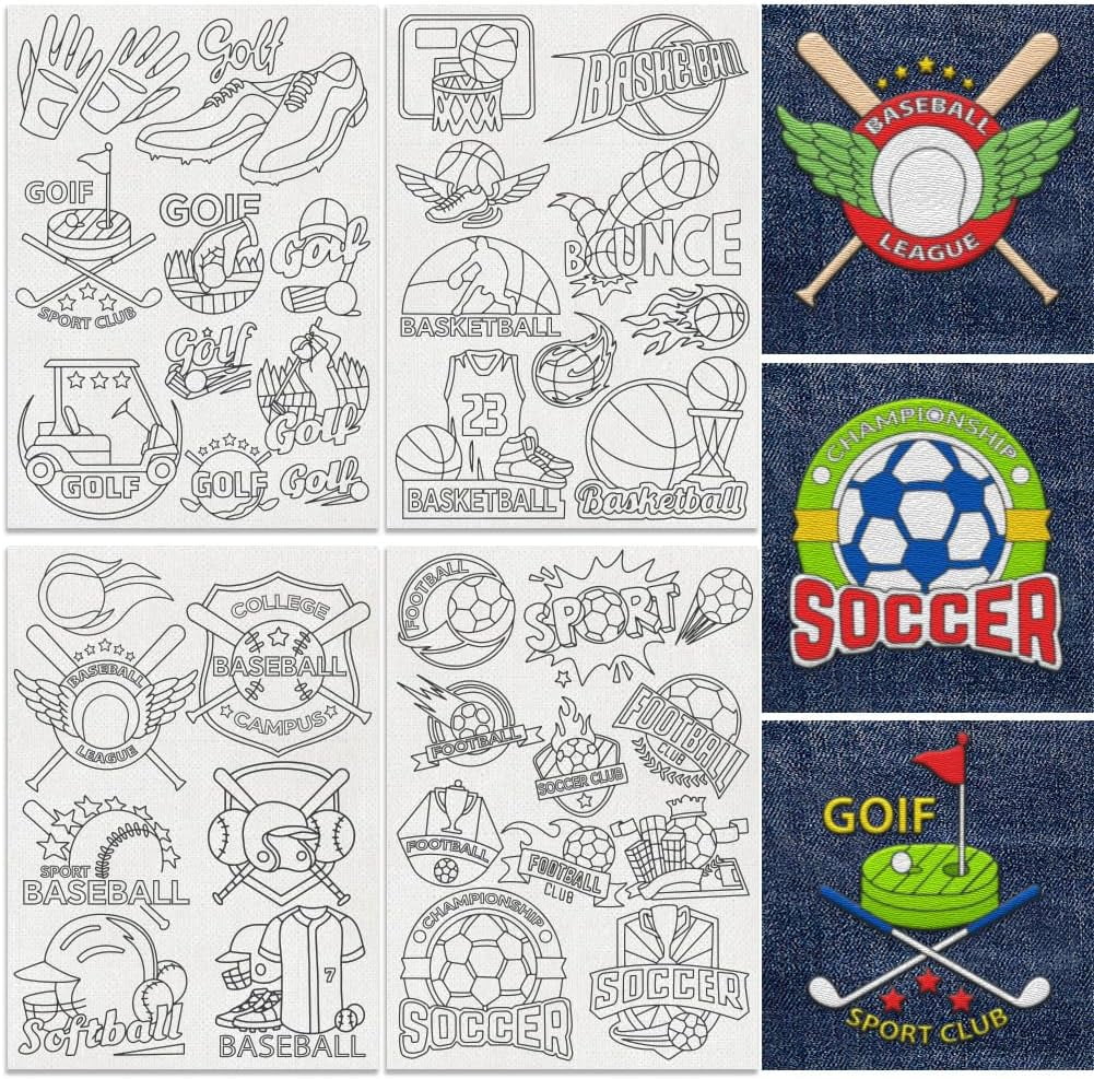 4 Sheets 11.6x8.2 Inch Stick and Stitch Embroidery Patterns Non-woven ...