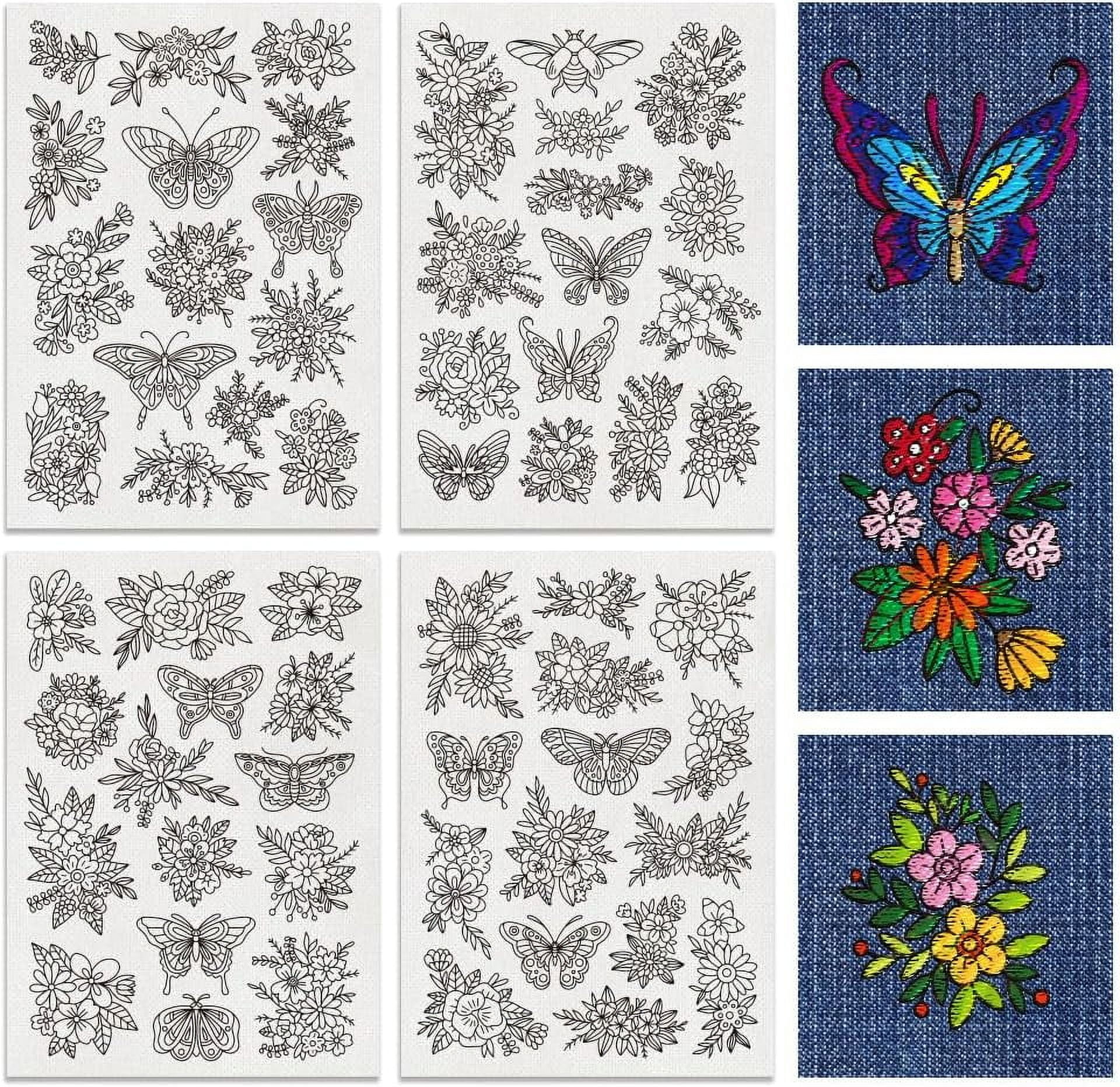4 Sheets 11.6x8.2 Inch Stick and Stitch Embroidery Patterns Non-woven ...