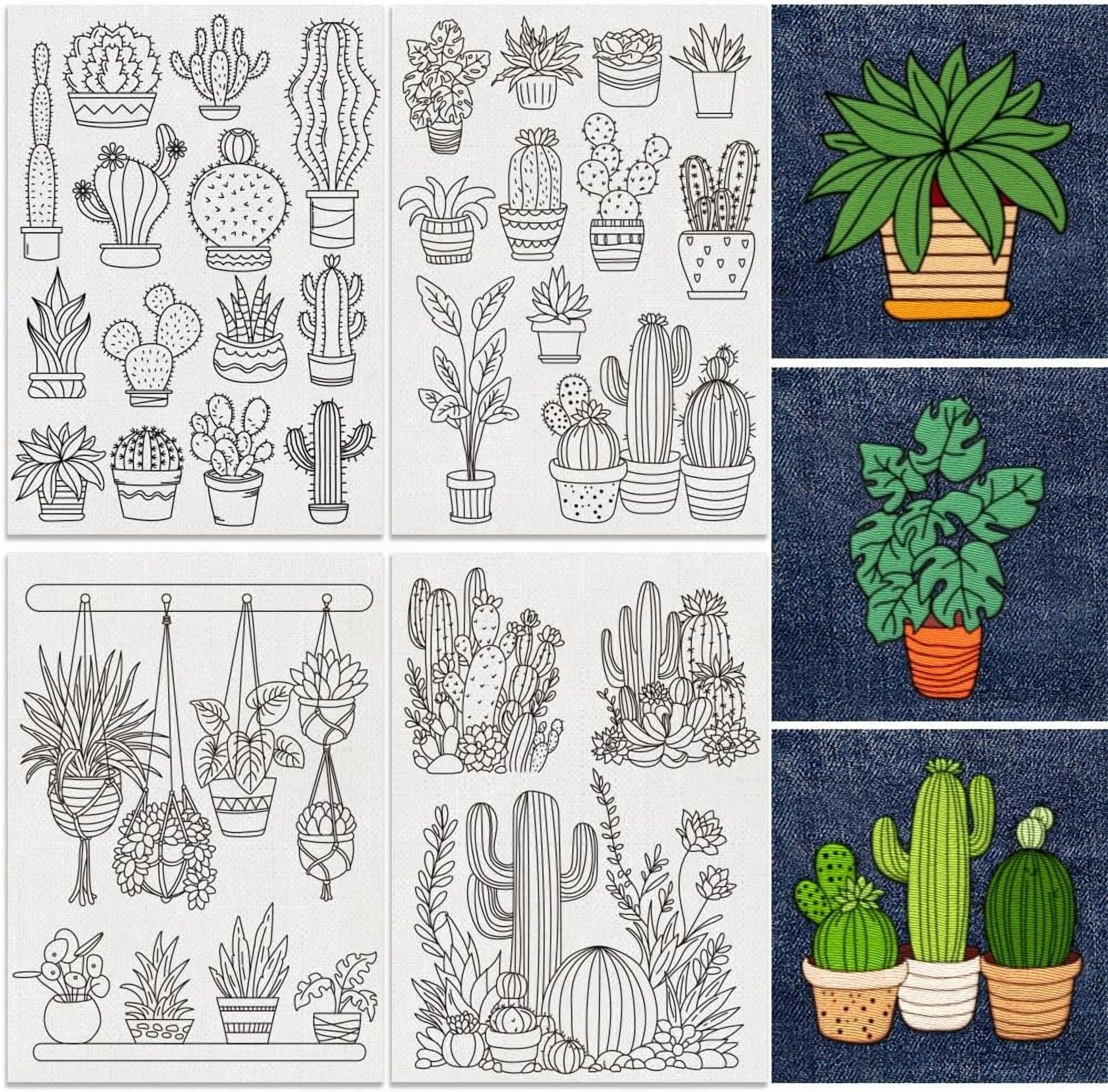 4 Sheets 11.6x8.2 Inch Stick and Stitch Embroidery Patterns Non-woven ...