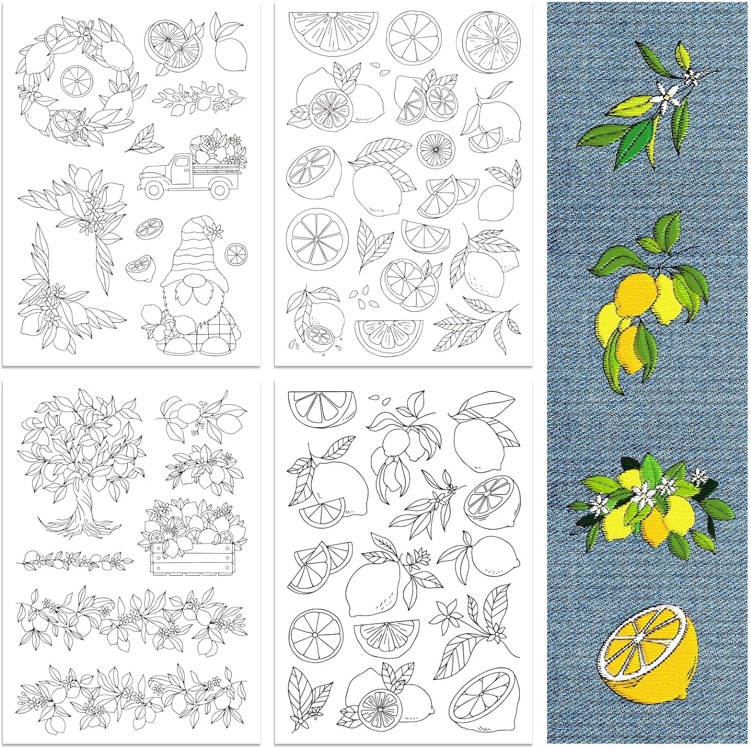 4 Sheets 11.6x8.2 Inch Stick and Stitch Embroidery Patterns Non-woven ...
