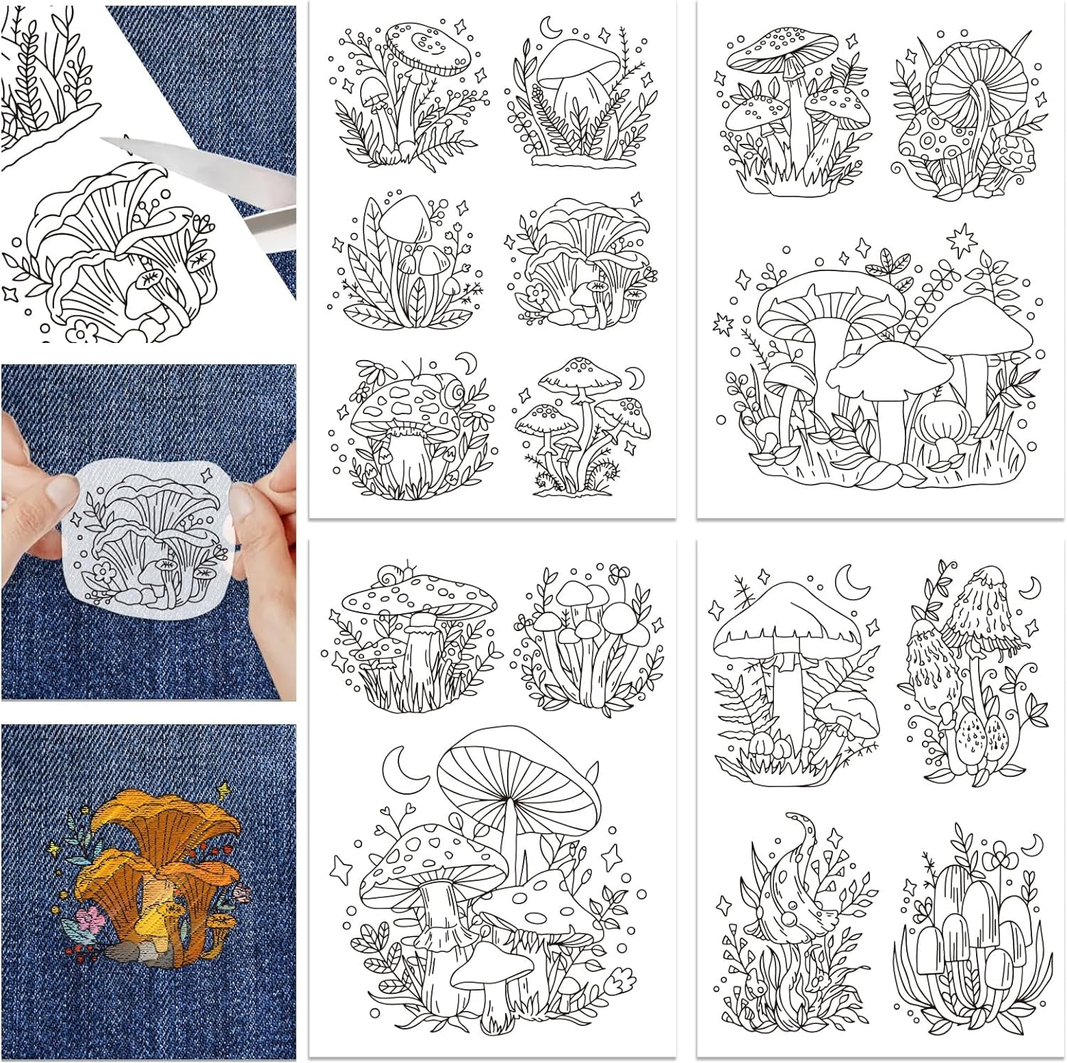 4 Sheets 11.6x8.2 Inch Stick and Stitch Embroidery Patterns Non-woven ...