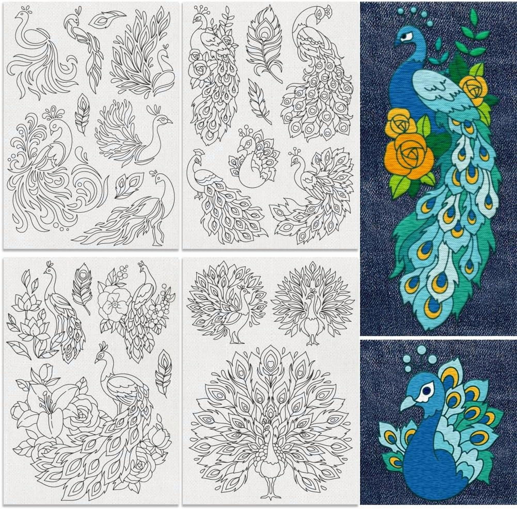 4 Sheets 11.6x8.2 Inch Stick and Stitch Embroidery Patterns Non-woven ...