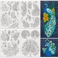 4 Sheets 11.6x8.2 Inch Stick and Stitch Embroidery Patterns Non-woven ...