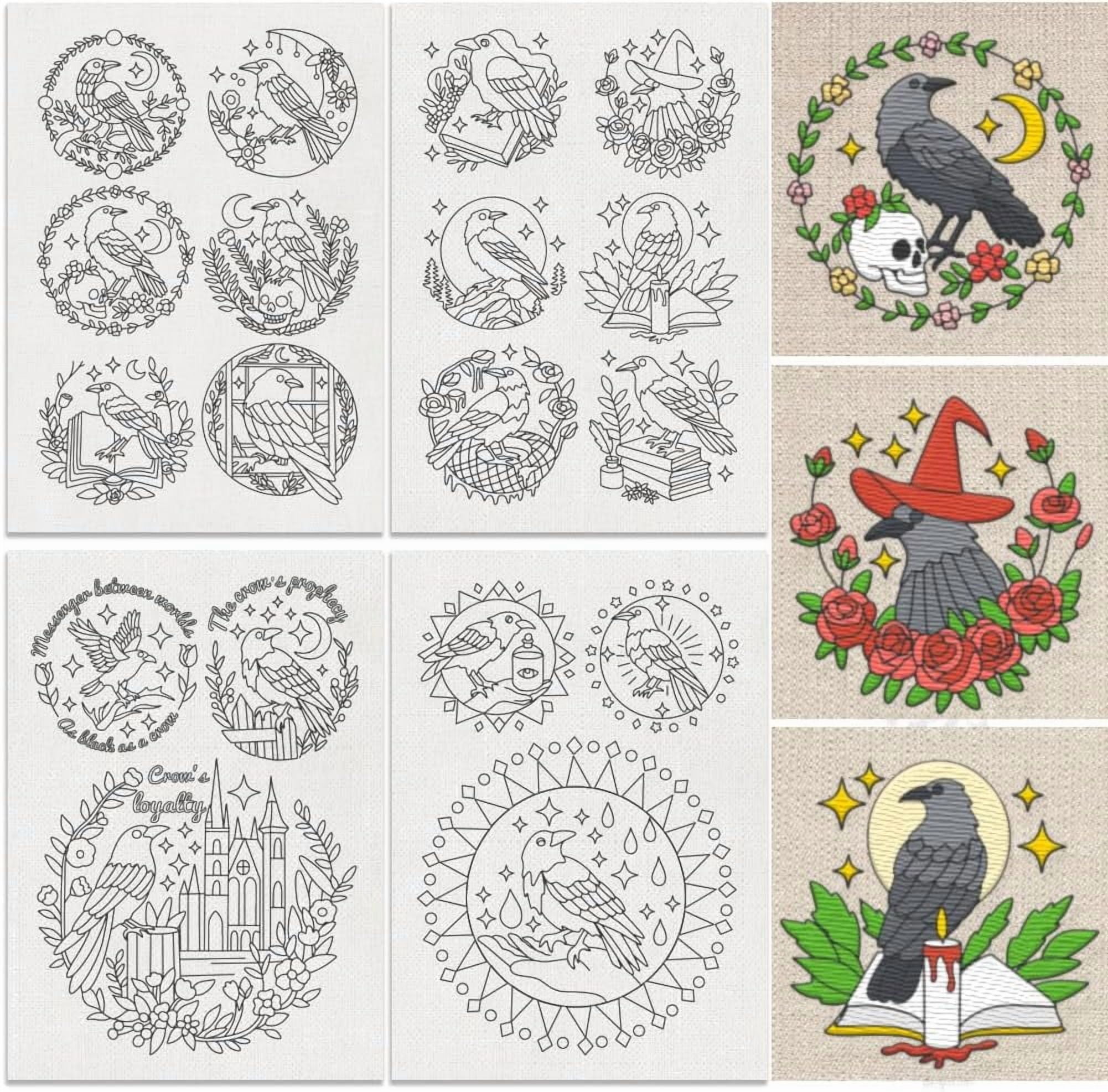 4 Sheets 11.6x8.2 Inch Stick and Stitch Embroidery Patterns Non-woven ...