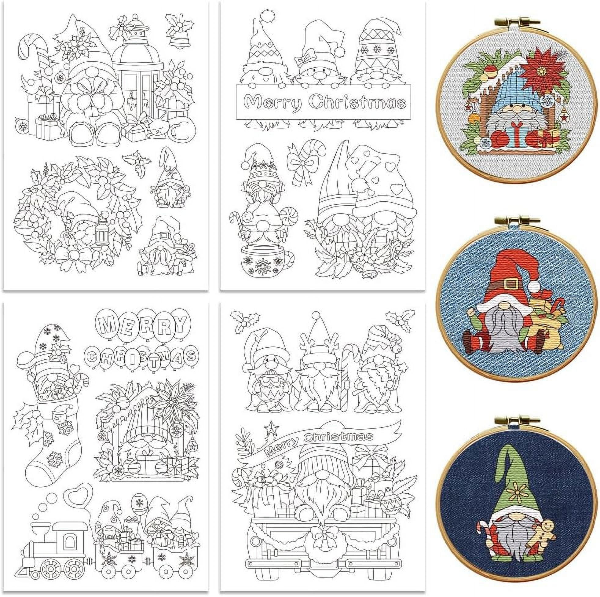 4 Sheets 11.6x8.2 Inch Stick and Stitch Embroidery Patterns Non-woven ...