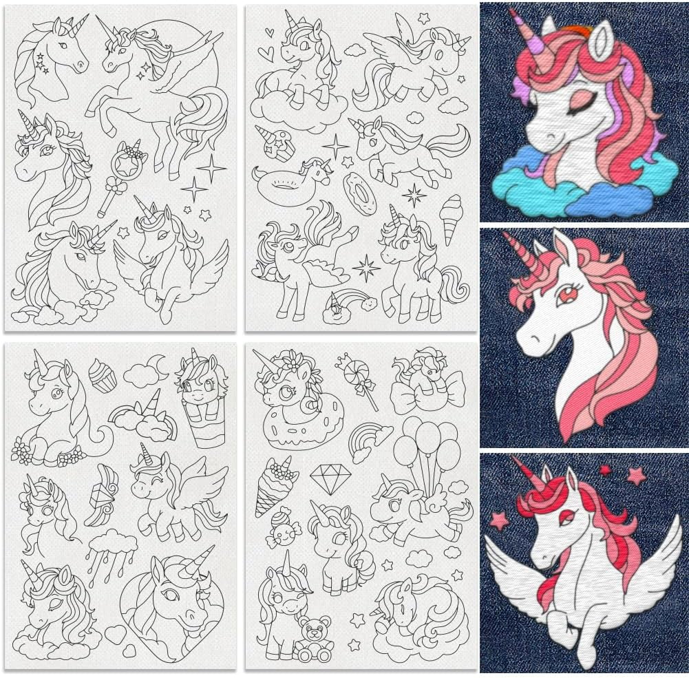 4 Sheets 11.6x8.2 Inch Stick and Stitch Embroidery Patterns Non-woven ...
