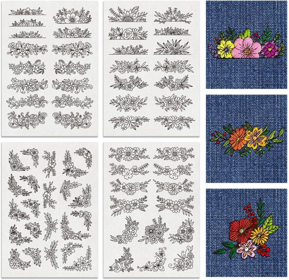 4 Sheets 11.6x8.2 Inch Stick and Stitch Embroidery Soluble Embroidery ...