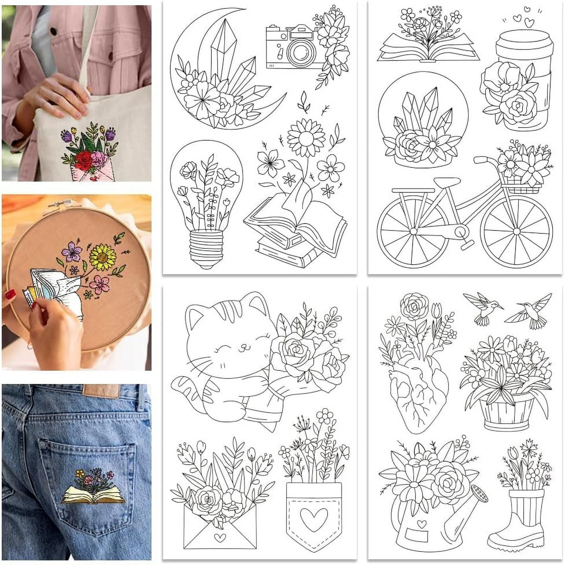 4 Sheets 11.7x8.3inch Bicycle and Book Stick and Stitch Water Soluble ...