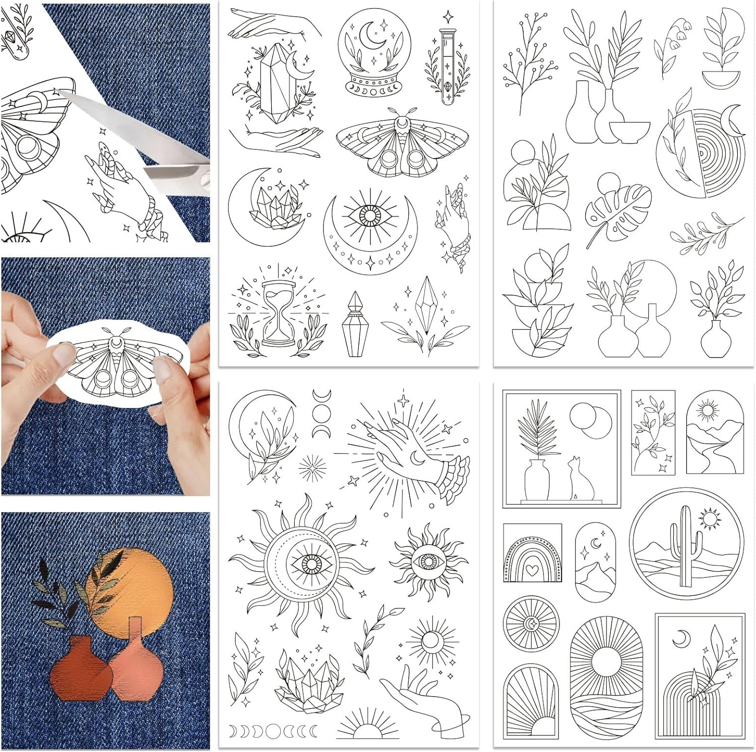 4 Sheets 11.7x8.3inch Bohemian Sun Magic Stick and Stitch Water Soluble ...