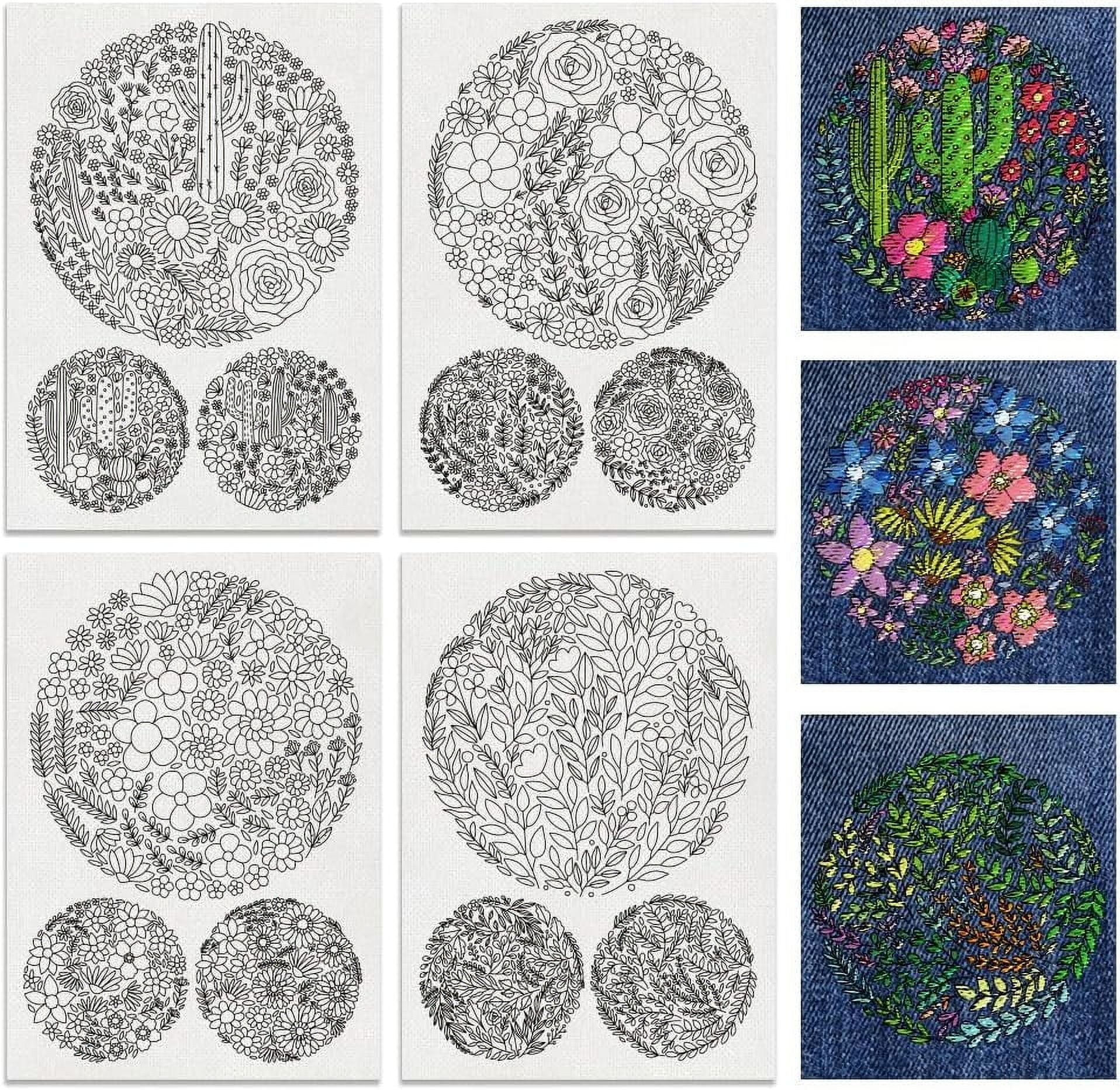 4 Sheets 12 Pcs Flower Water Soluble Embroidery Pattern Stick and ...