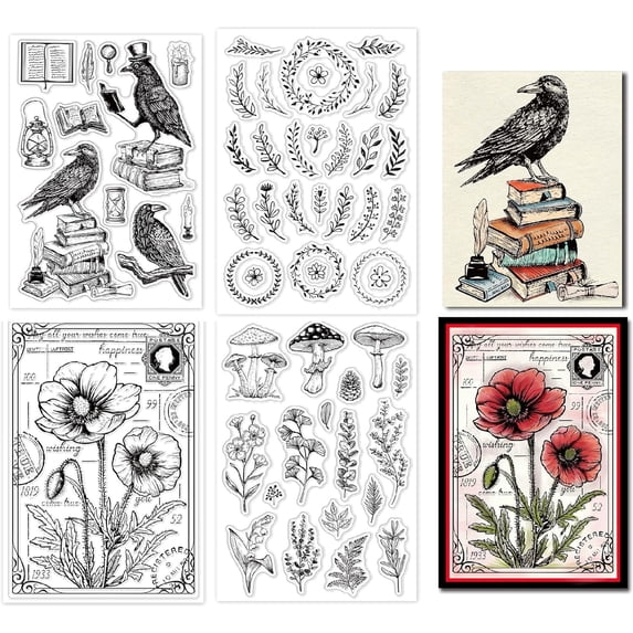 4 Sheets 4 Styles PVC Plastic Stamps for DIY Scrapbooking Photo Album ...