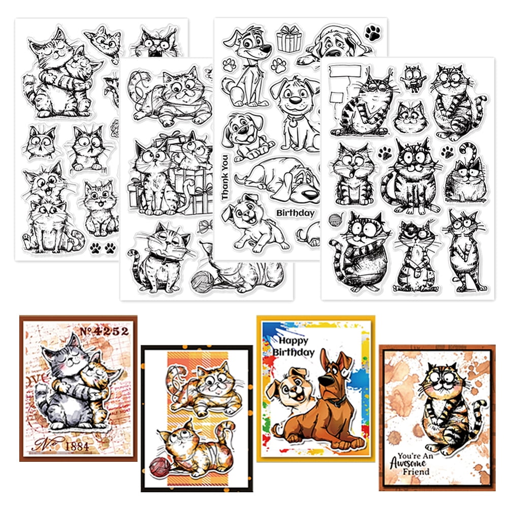 4 Sheets 4 Styles PVC Stamps for DIY Scrapbooking Photo Album ...