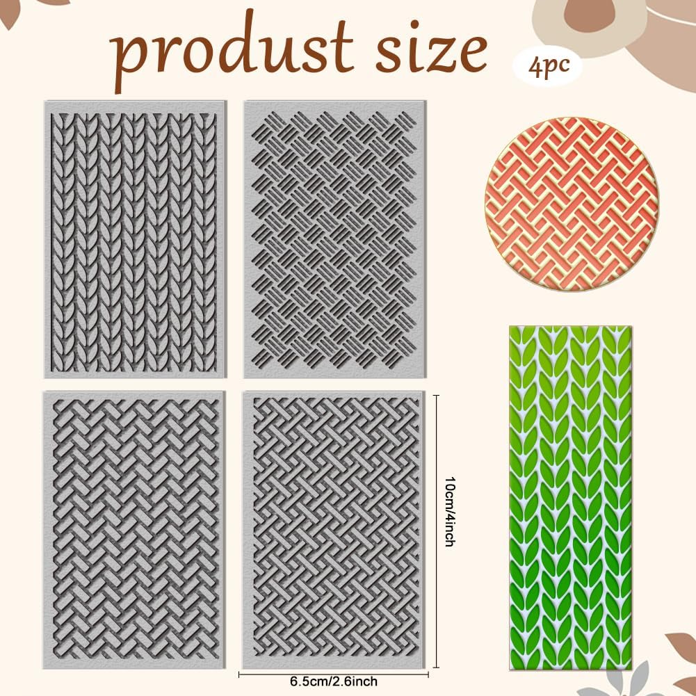 4 Sheets 4 Styles Woven Pattern Clay Texture Mat Seamless Splicing ...