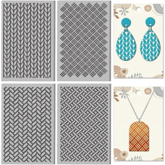 4 Sheets 4 Styles Woven Pattern Clay Texture Mat Seamless Splicing ...