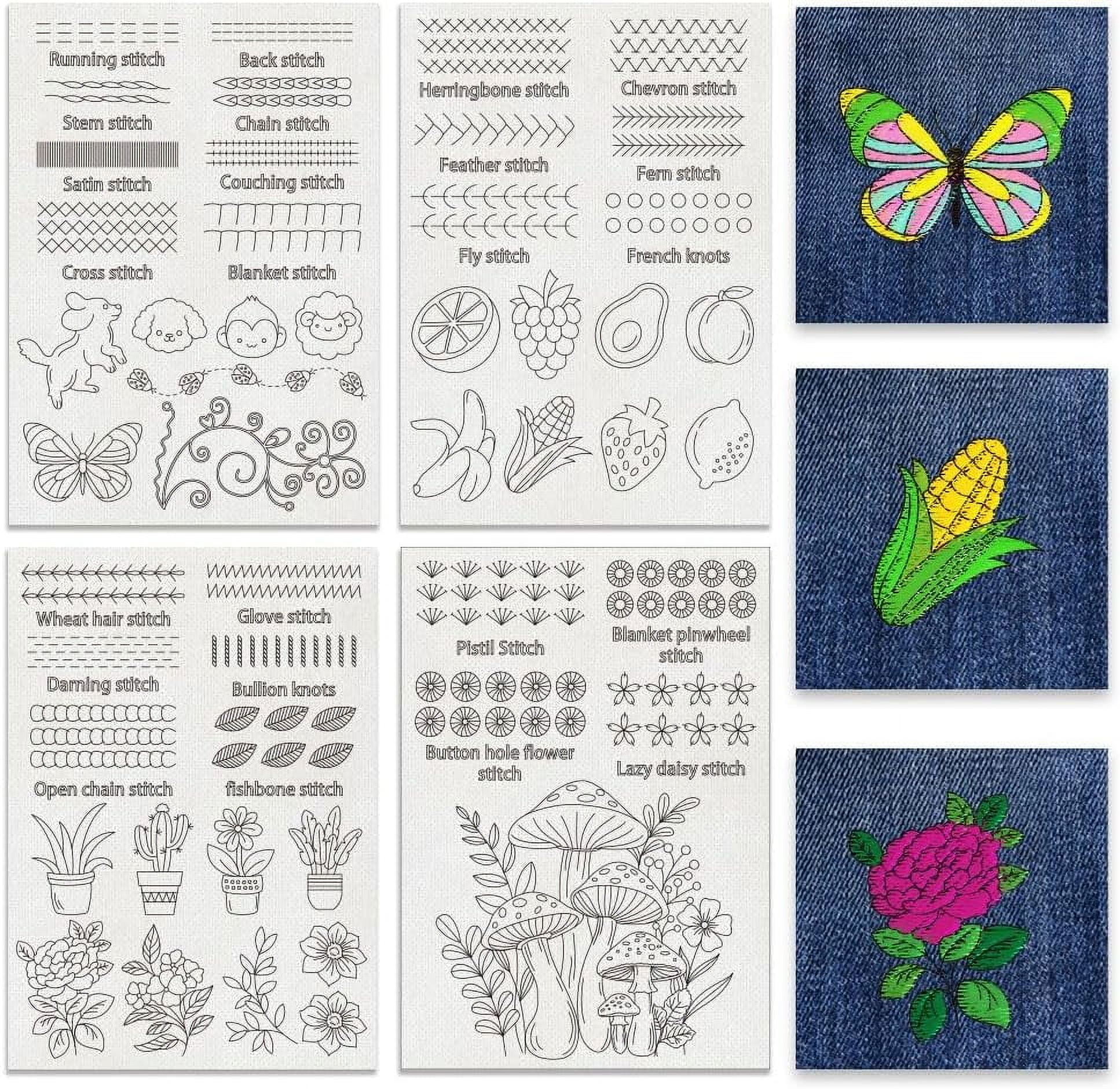 4 Sheets 43Pcs Water Soluble Embroidery Patterns 11.7x8.3Inch Animal ...