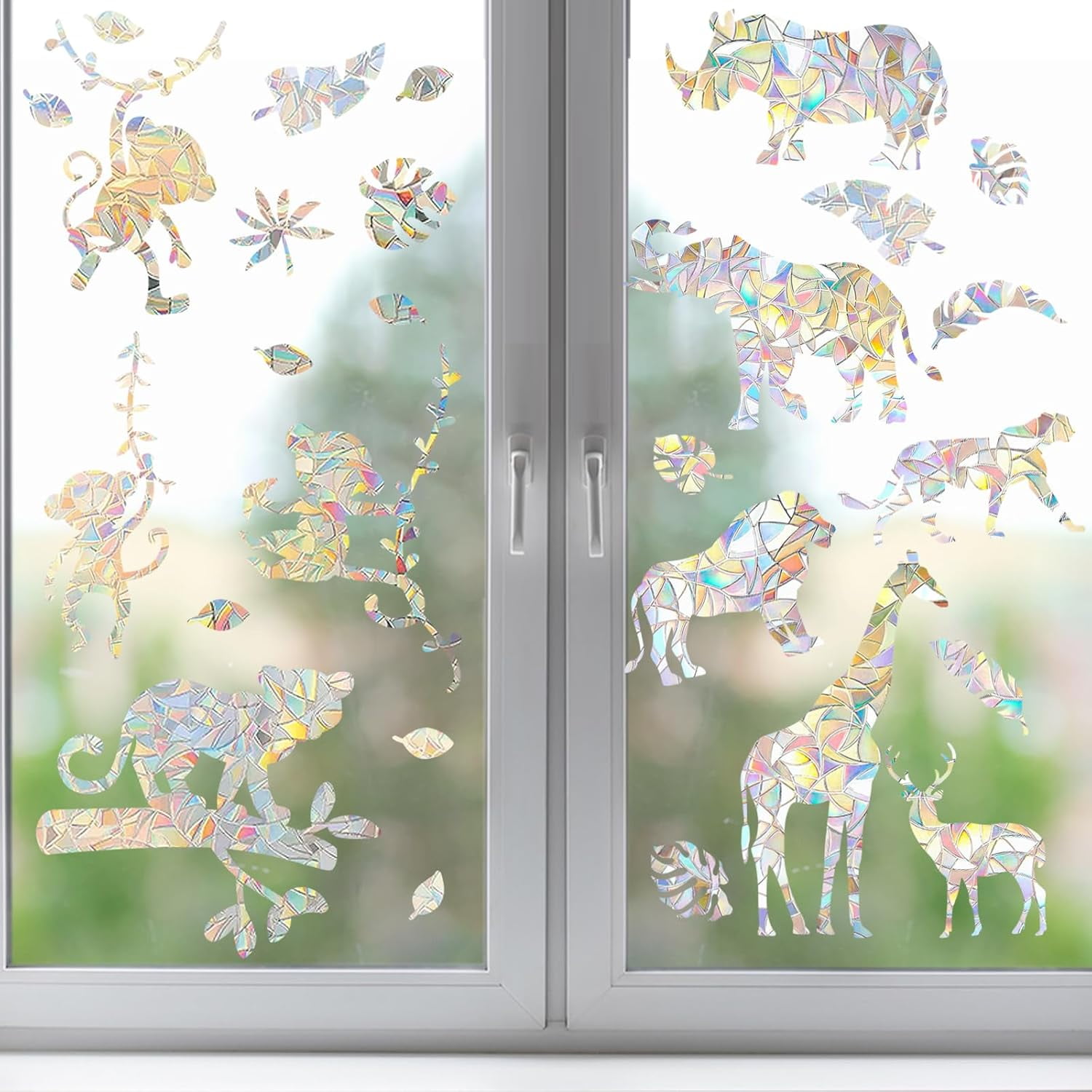 4 Sheets/46 Piece Animals Window Clings, Anti-Collision Decals to Save ...