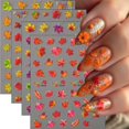 4 Sheets 5D Maple Leaf Art Stickers Autumn Leaves Self Adhesive Fall ...