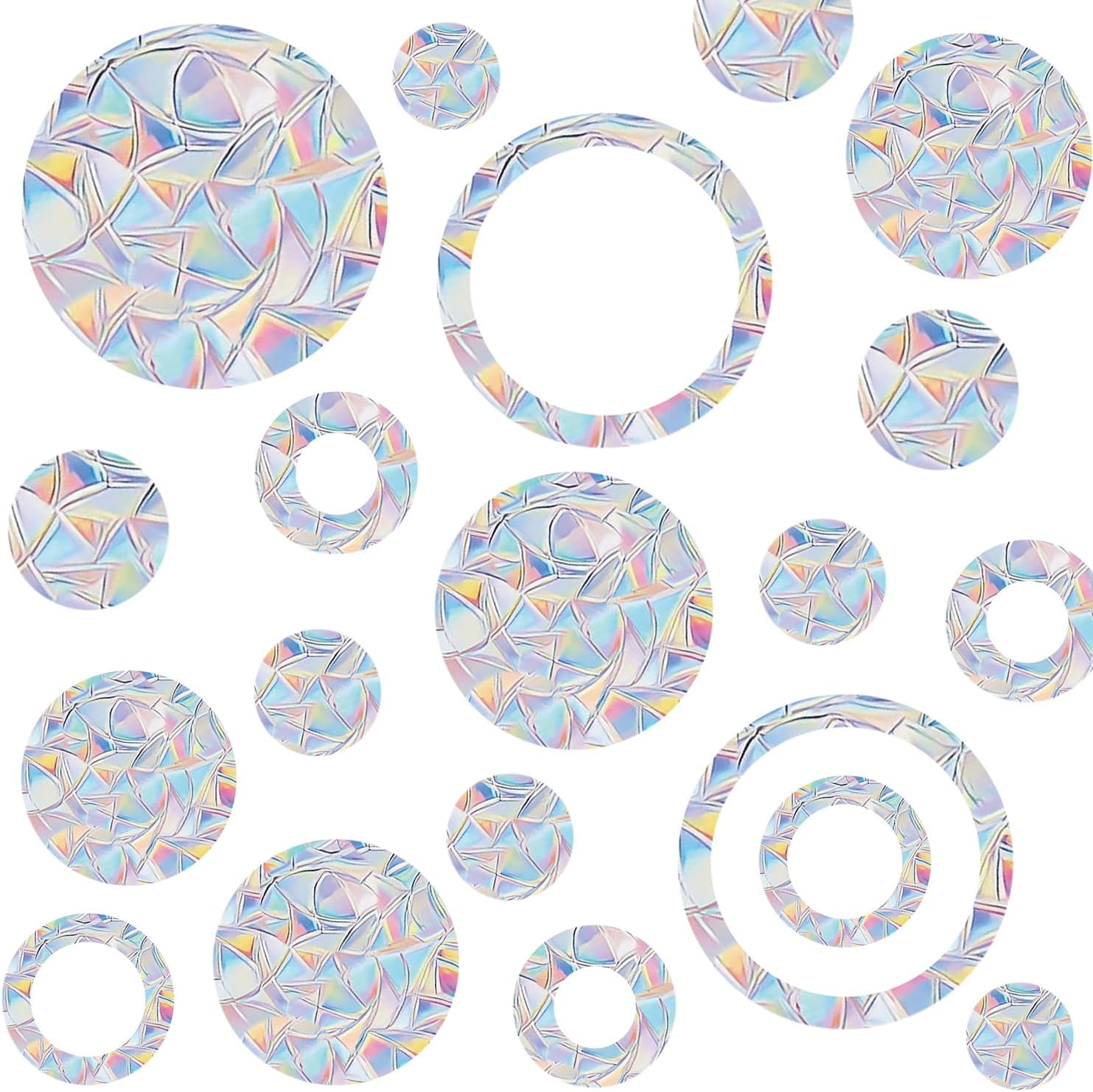 4 Sheets/62 Pieces Circle Round Sun Catcher Window Clings, Anti ...