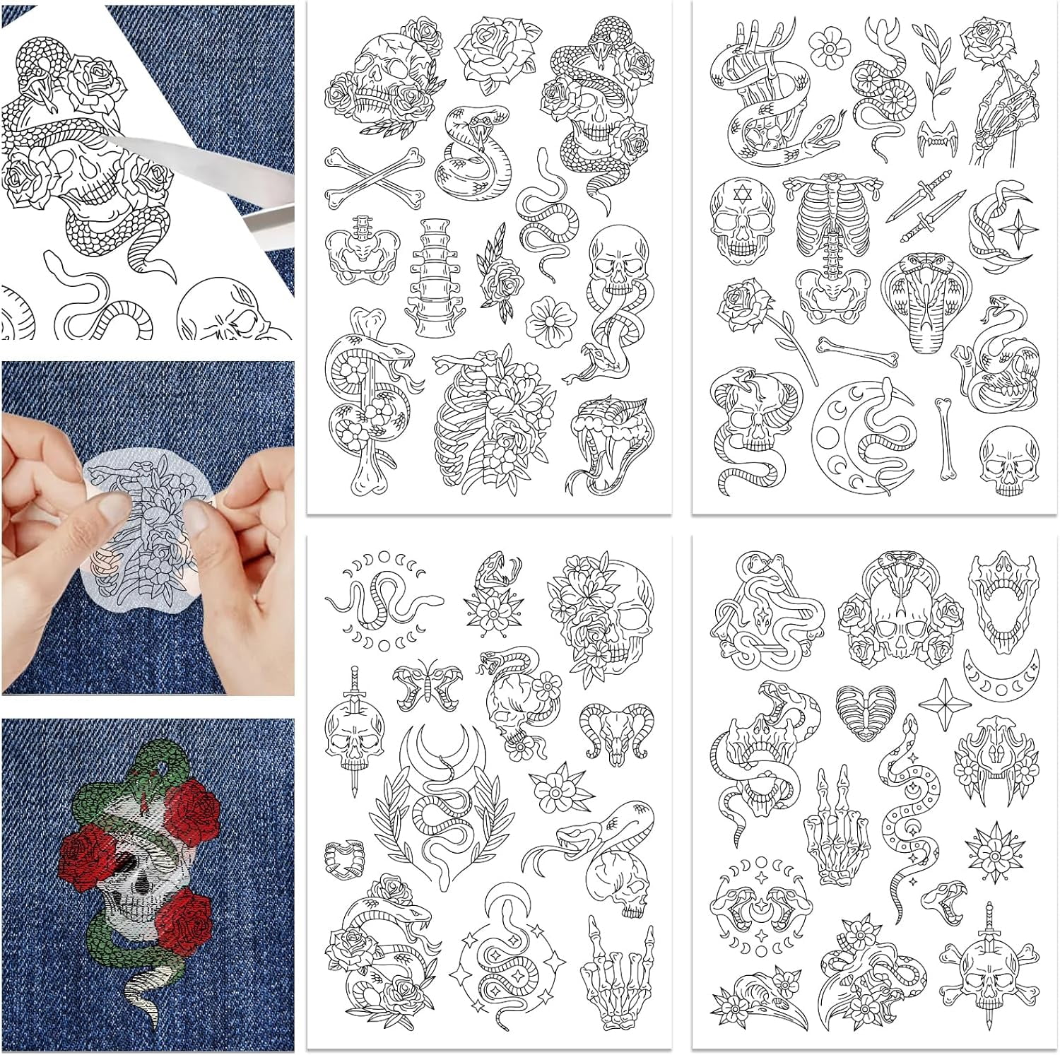 4 Sheets 62Pcs Witchcraft Water Soluble Stabilizer Hand Sewing ...