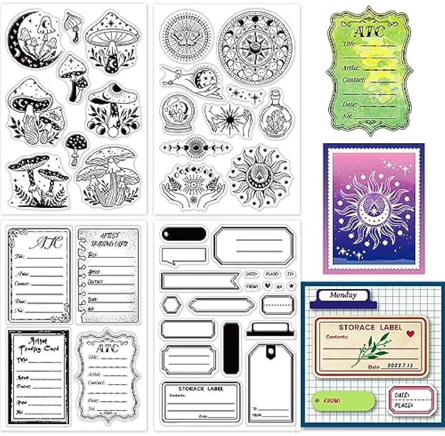 4 Sheets ATC Card Blank Label Clear Stamps for Card Making Magic ...