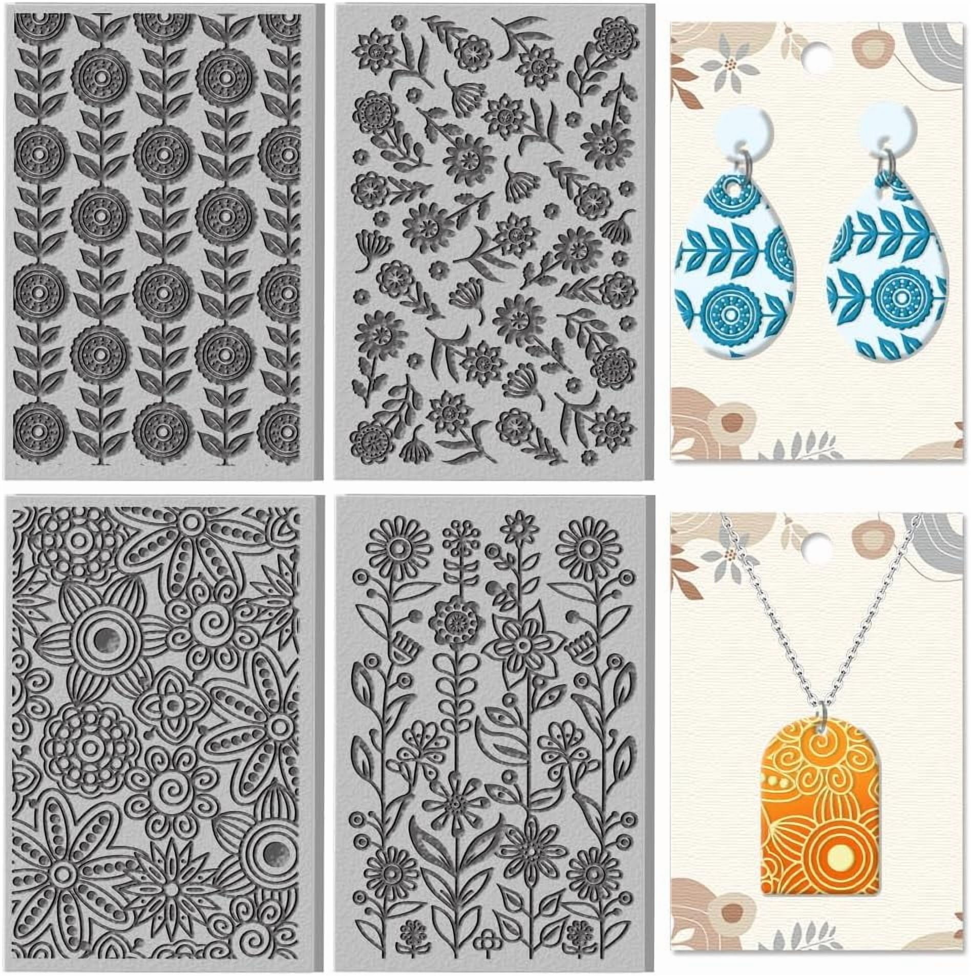 4 Sheets Abstract Flowers Polymer Clay Texture Mat Clay Modeling ...