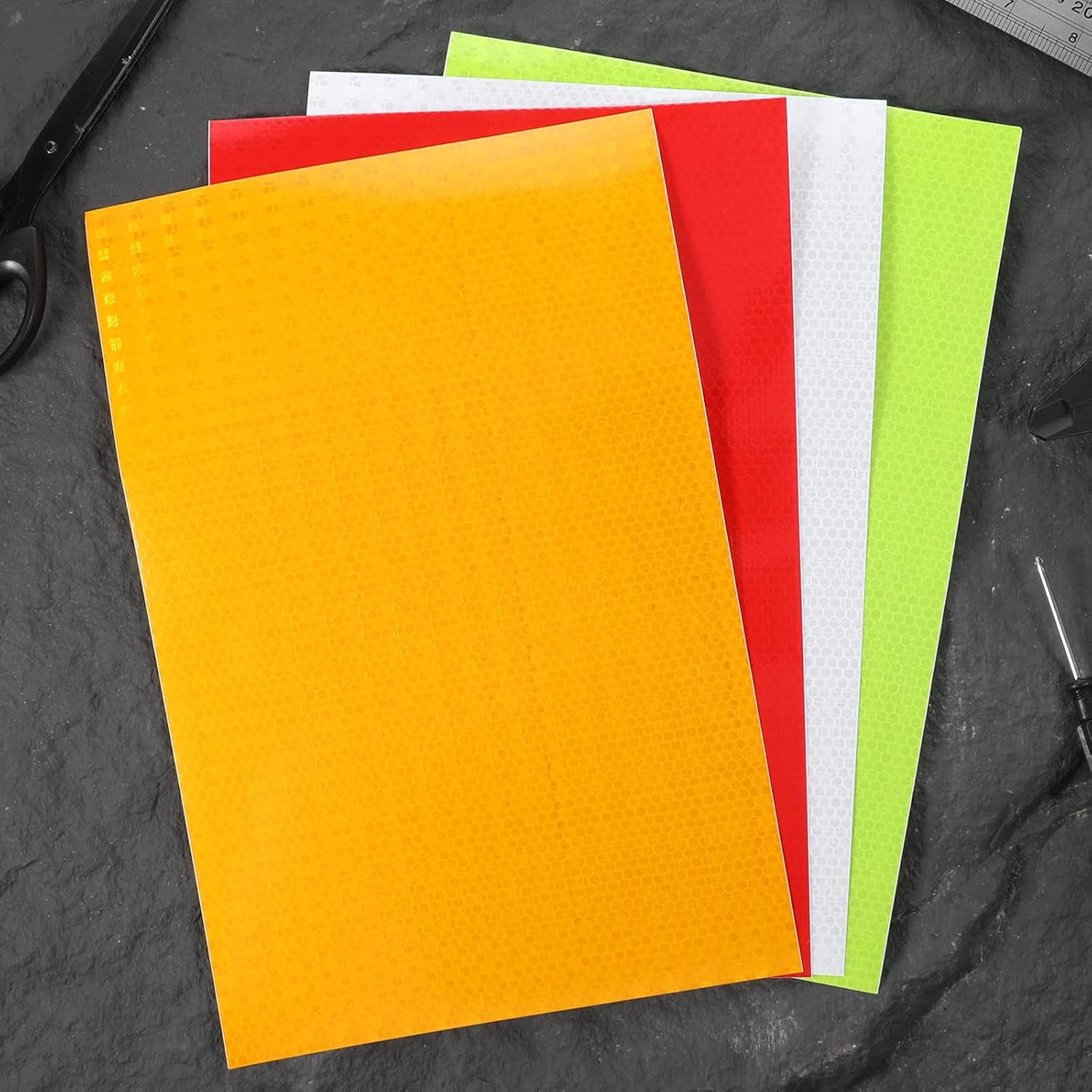4 Sheets Adhesive Reflective Stickers, High Visibility Reflective Tape ...
