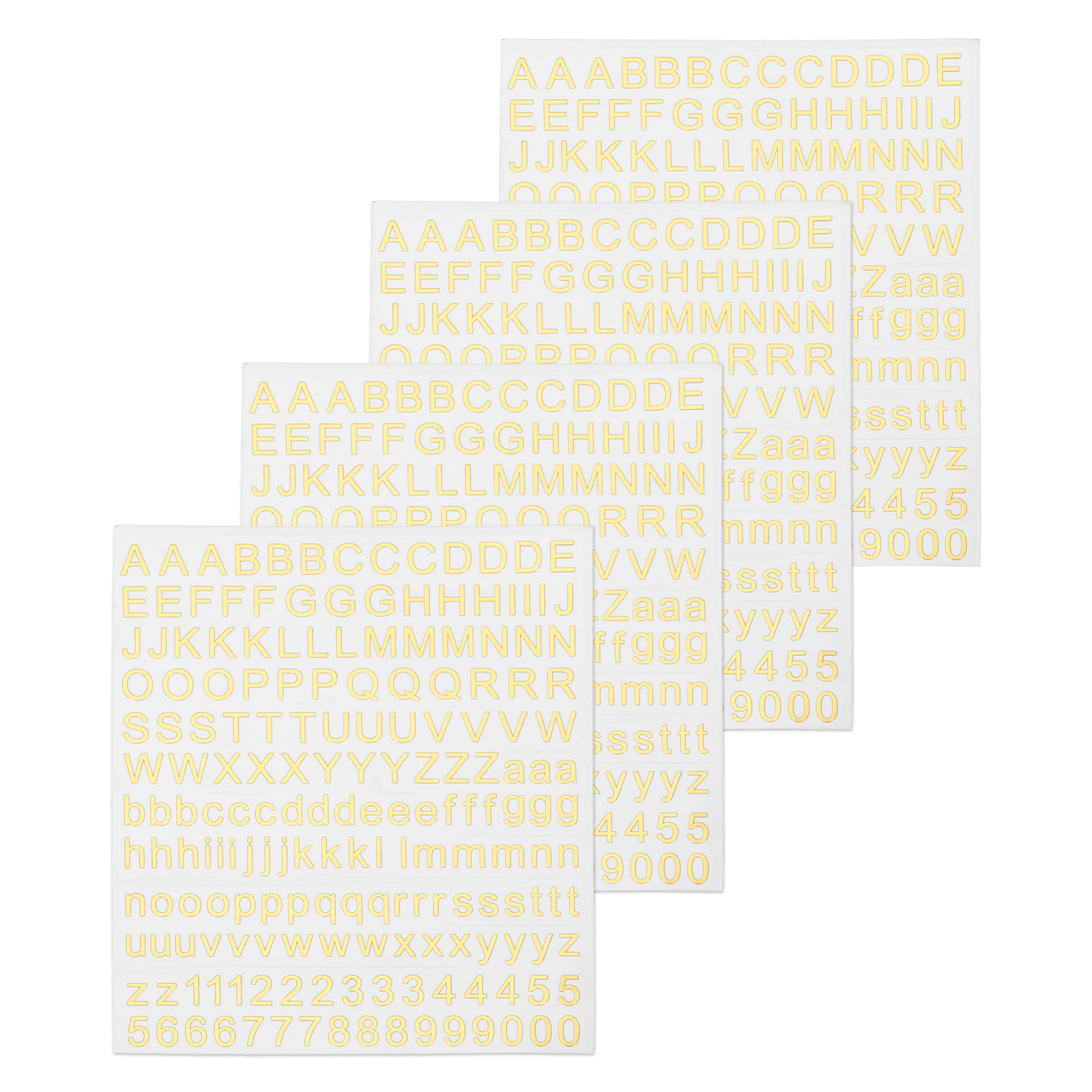 4 Sheets Alphabet Letters Number Resin Stickers 3D A to Z 1 to 9 Gold ...
