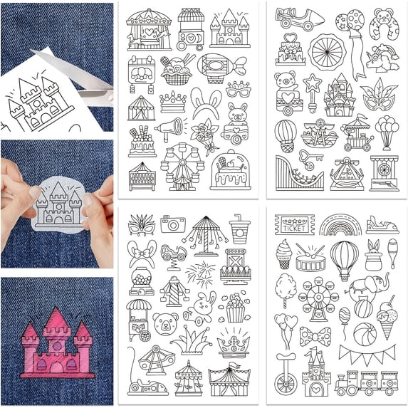 4 Sheets Amusement Park Hand Sewing Stabilizers Water Soluble ...