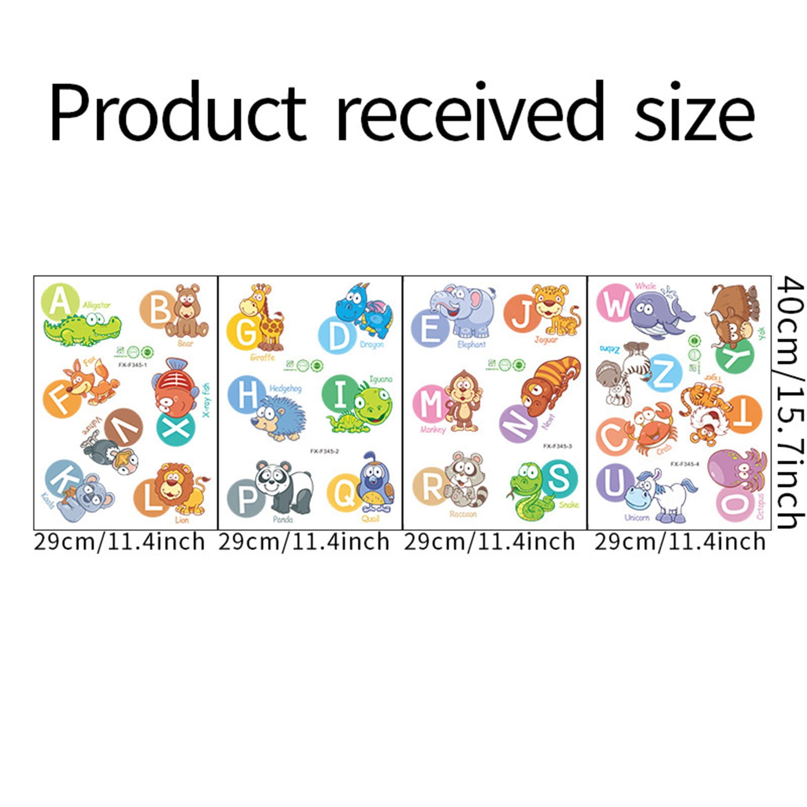 4 Sheets Animal Alphabet Numbers Weather Color Wall Decals Colorful ABC ...
