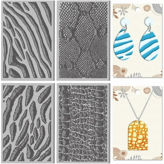 4 Sheets Animal Skin Textures Polymer Clay Texture Mat Clay Modeling ...