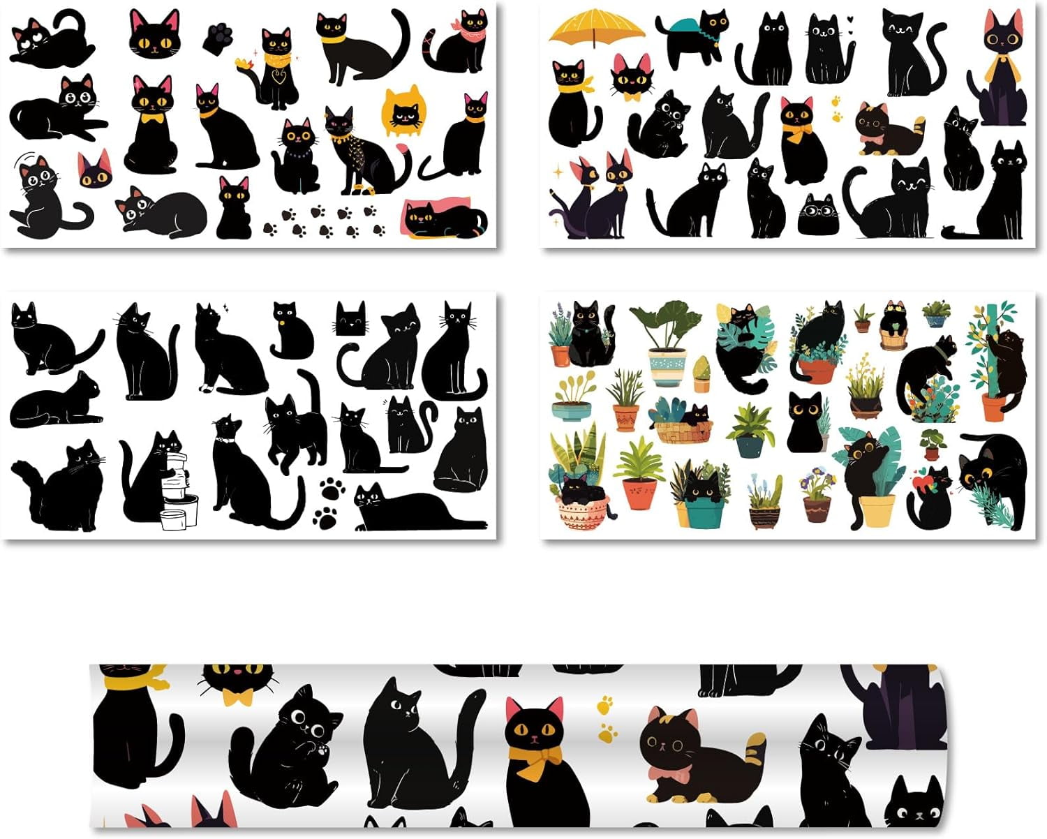 4 Sheets Black Cat Rub on Transfers for Furniture Crafts Rub On ...