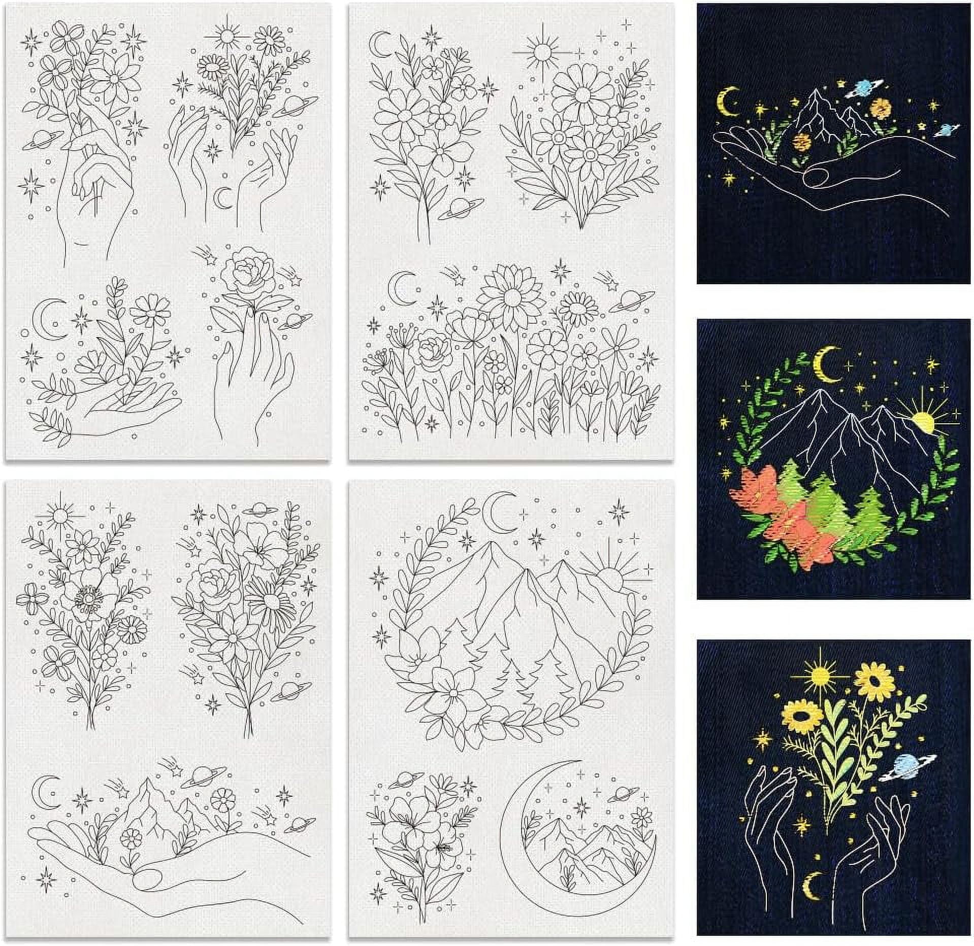 4 Sheets Bouquet Sewing Embroidery Stabilizers 13pcs Star Embroidery ...