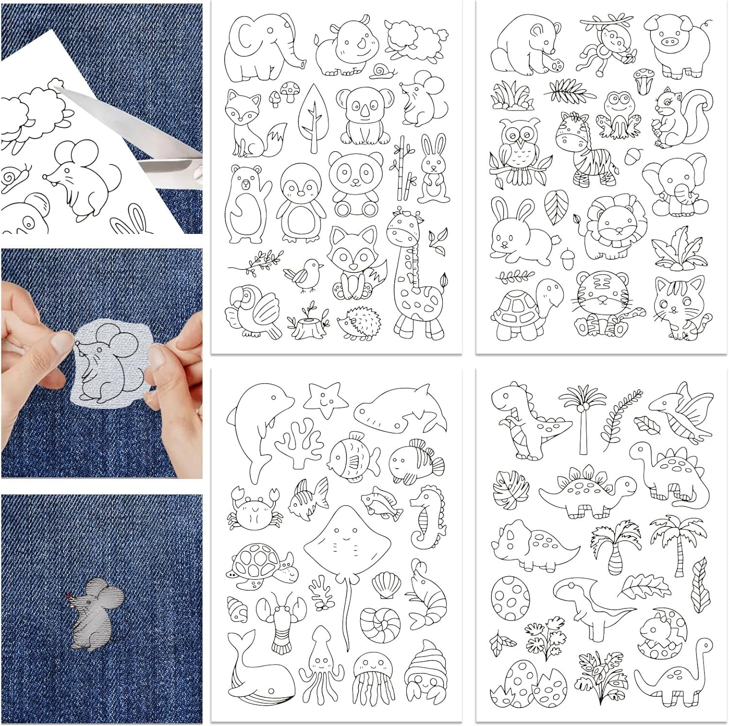 4 Sheets Cartoon Animal Water Soluble Stabilizer Hand Sewing ...