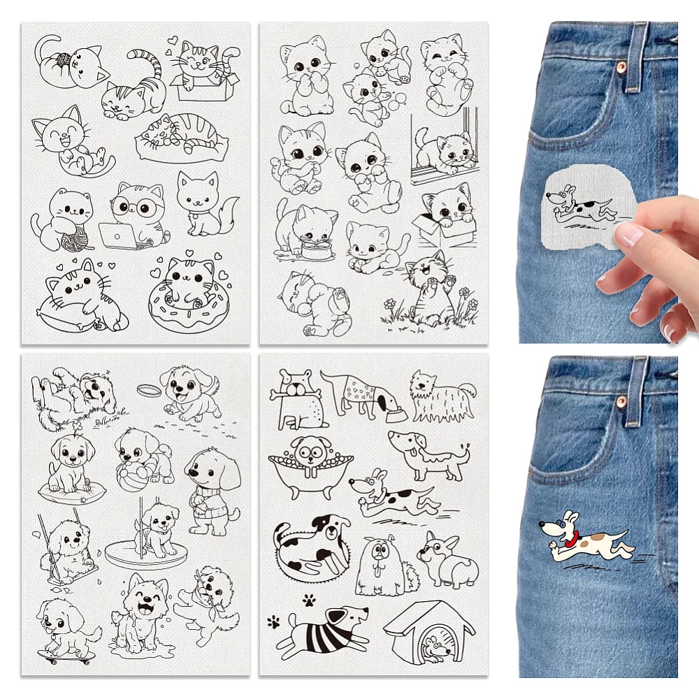 4 Sheets Cat Dog Water Soluble Embroidery Stabilizers 11.69x8.27 Inches ...