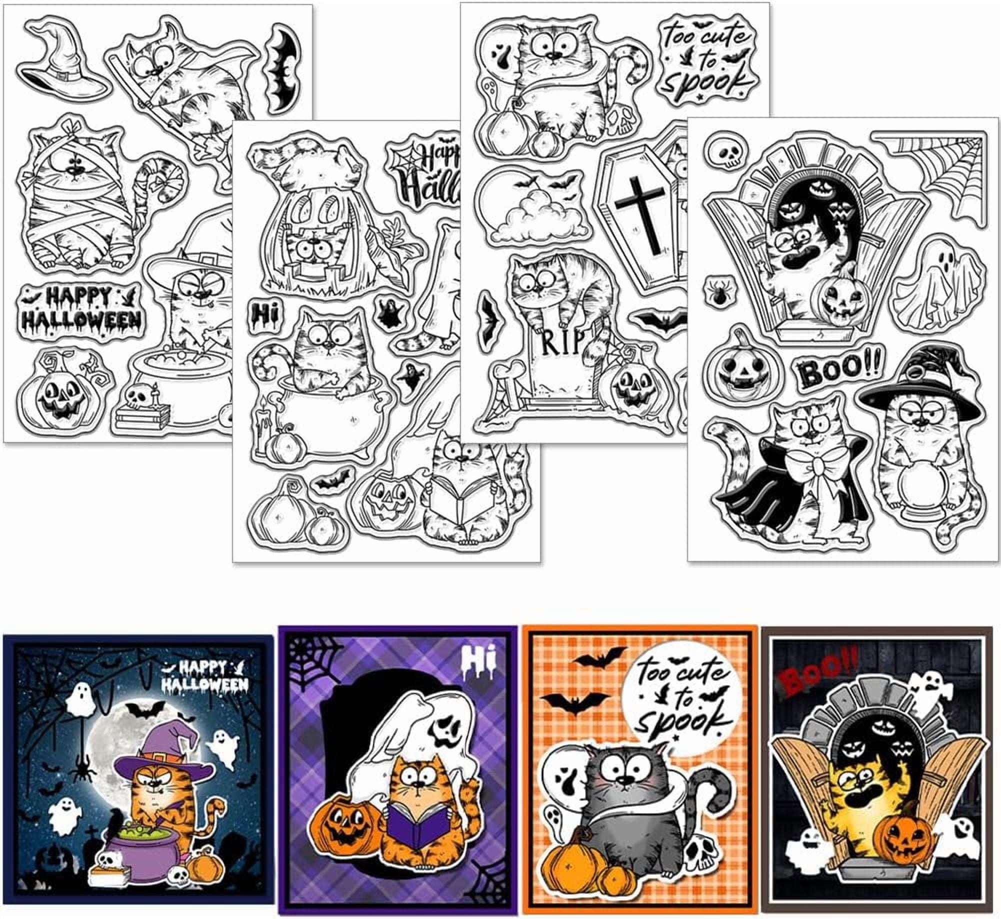 4 Sheets Comic Cat Clear Stamp for Scrapbooking Cartoon Cat Silicone ...