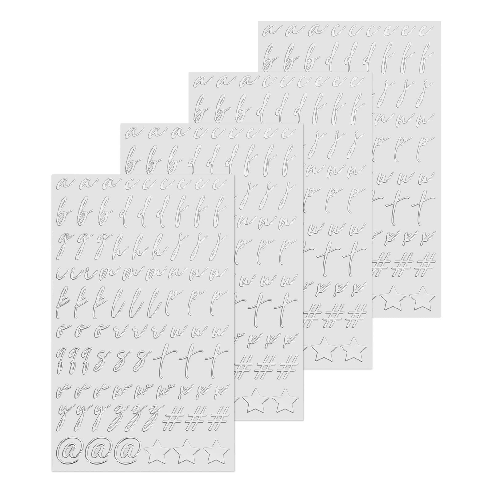 4 Sheets Cursive Letter Stickers for Resin Nails 3D Small Silver ...