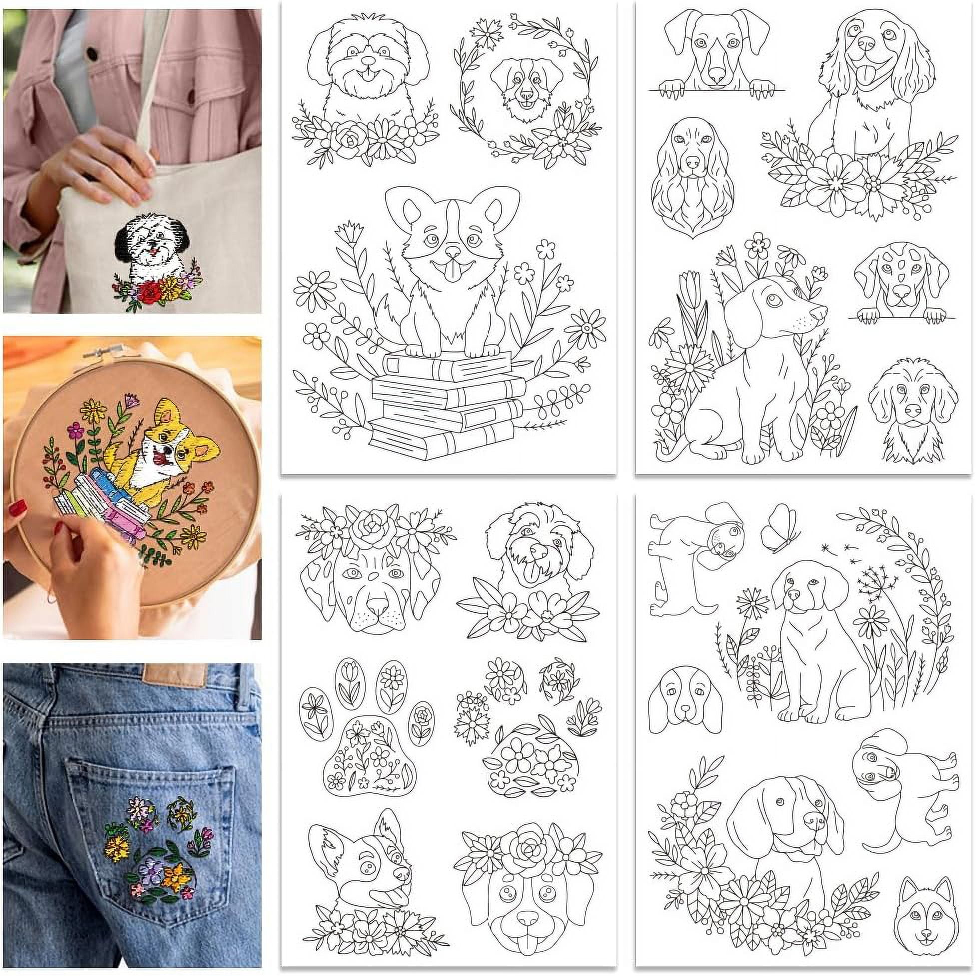 4 Sheets Dogs Water Soluble Stabilizer Hand Embroidery for DIY Sewing ...